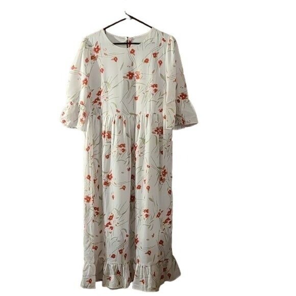 Dresses | Cottagecore Small Modest Maxi Flower Flowy Peasant Dress ...